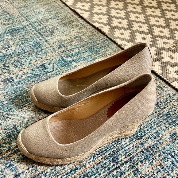J. Crew | Shoes | J Crew Grey Shimmer Seville Platform Espadrilles Size ...